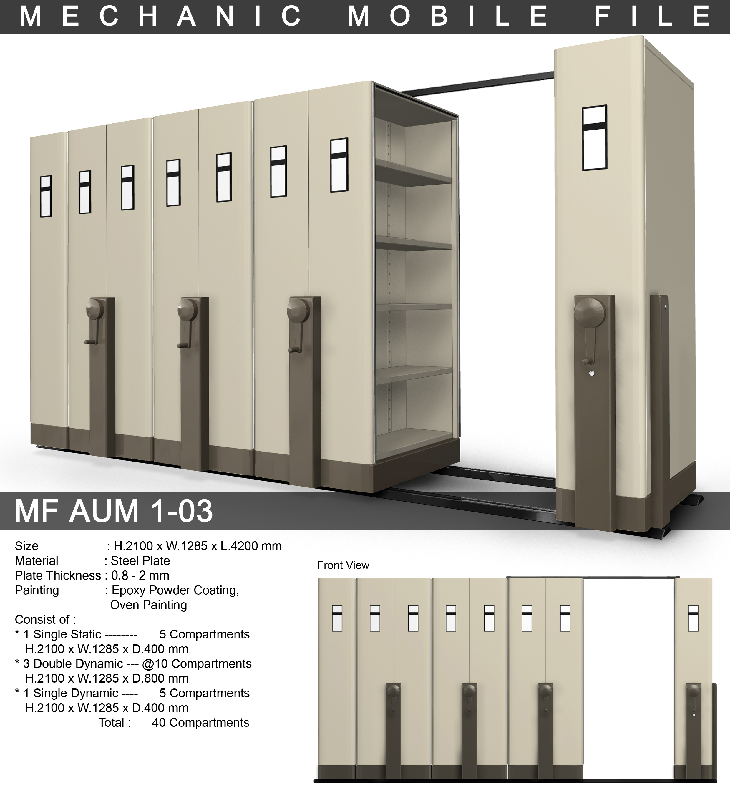 Jual Mobile File Alba Mekanik MF AUM 1-03 B ( 40 Compartments ) Murah ...